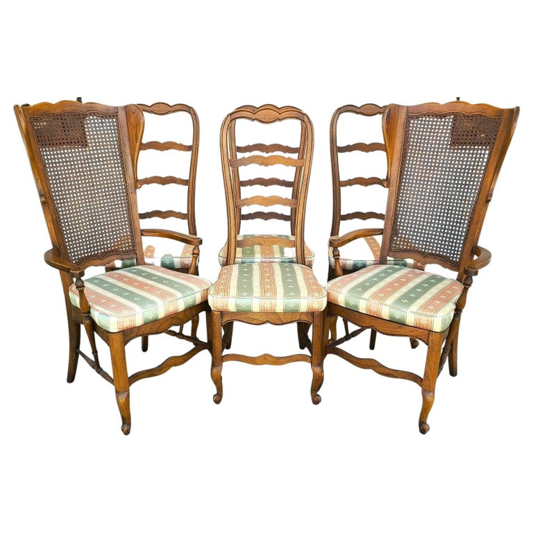 Vintage French Country Oak Wingback Dining Chairs, Set of 6 For Sale at ...