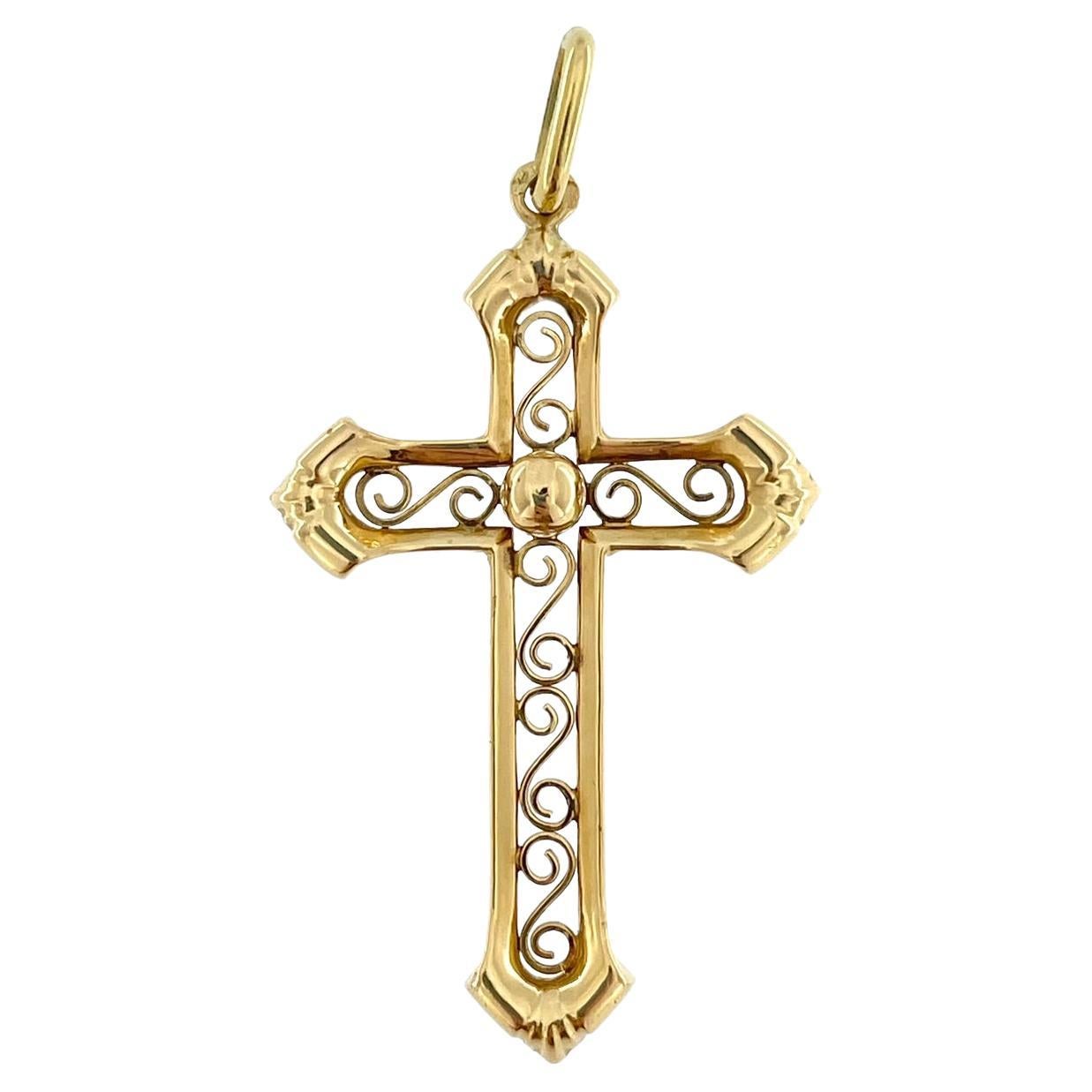 Vintage French Cross 18 karat Yellow Gold at 1stDibs