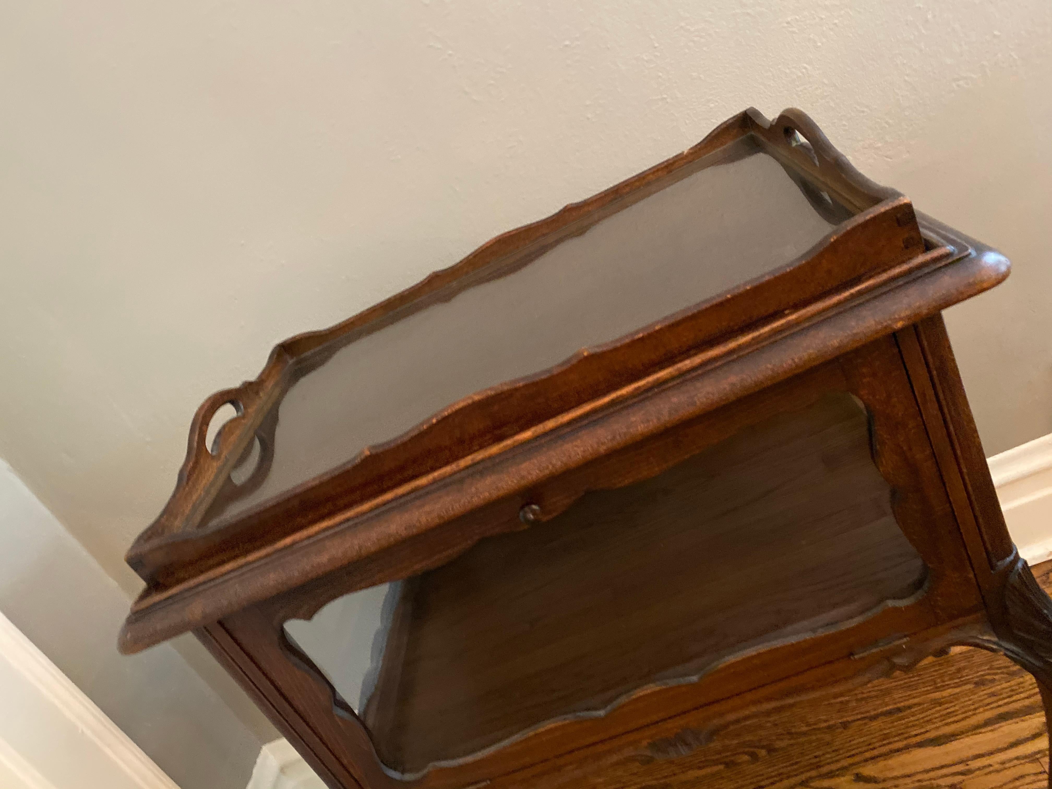 Vintage French Curio Table, Dumbwaiter and Butler Tray / Bar Cart For ...