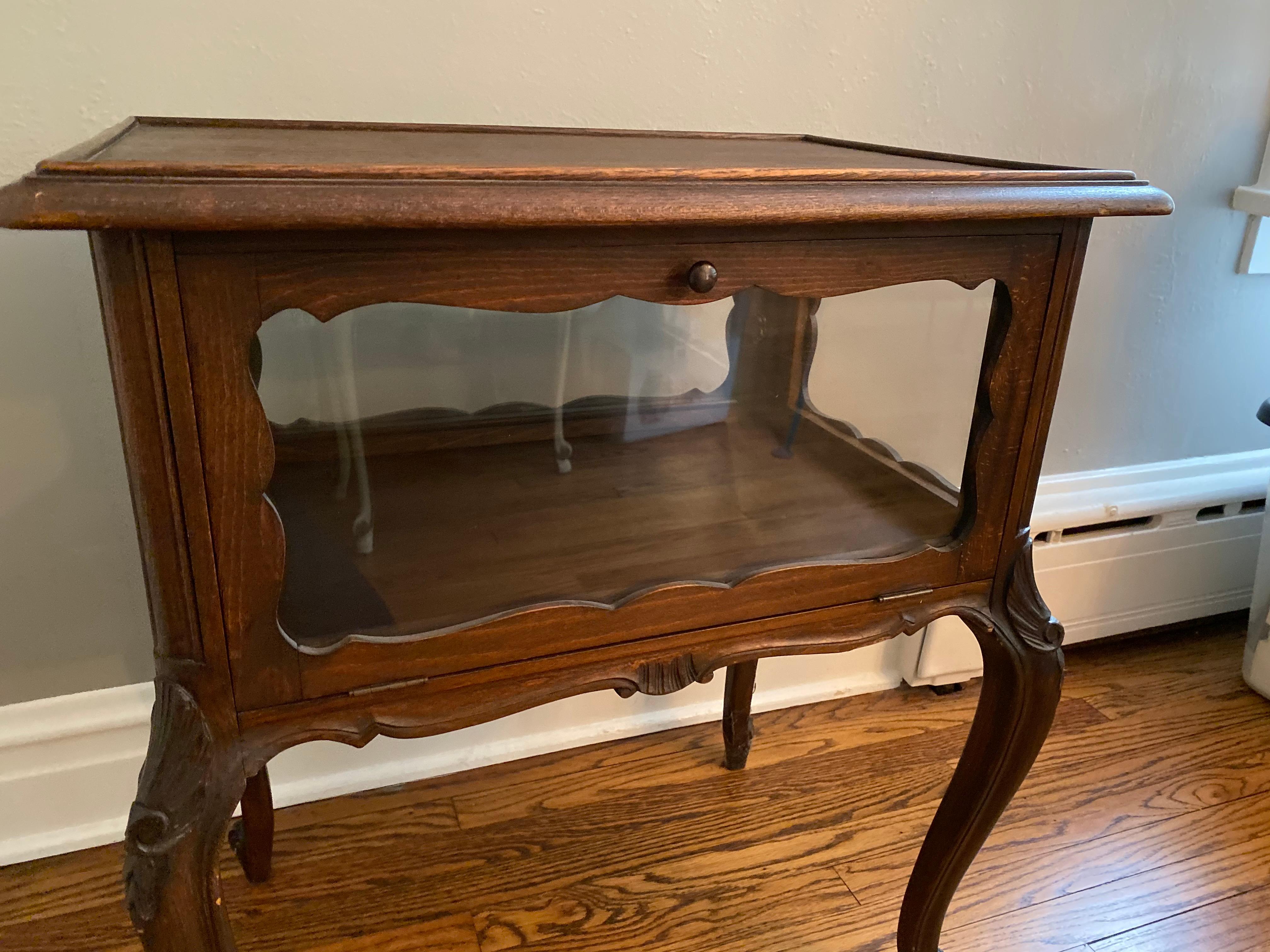Vintage French Curio Table, Dumbwaiter and Butler Tray / Bar Cart For ...
