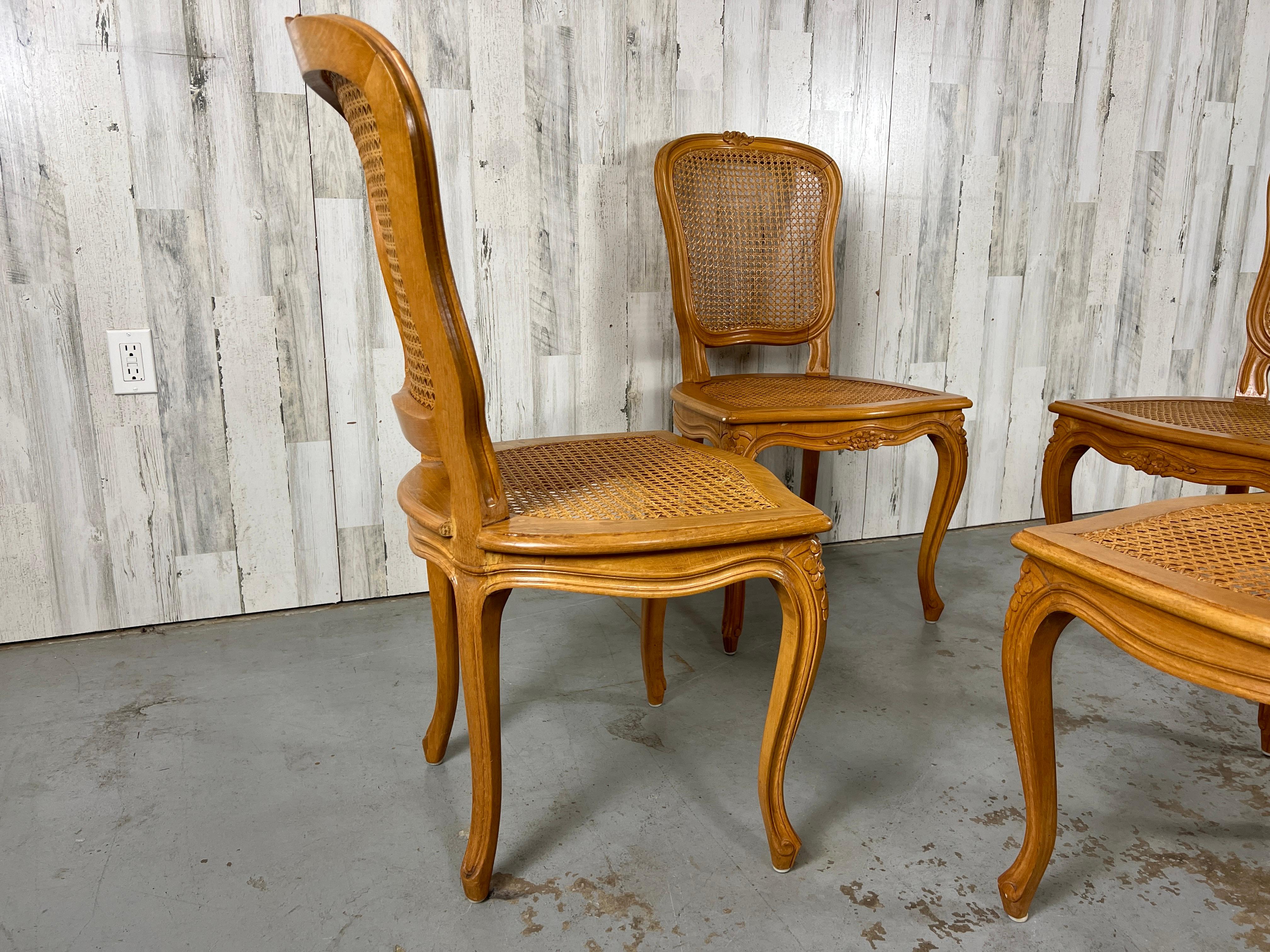 Vintage French Curved Back Cane Chairs For Sale at 1stDibs