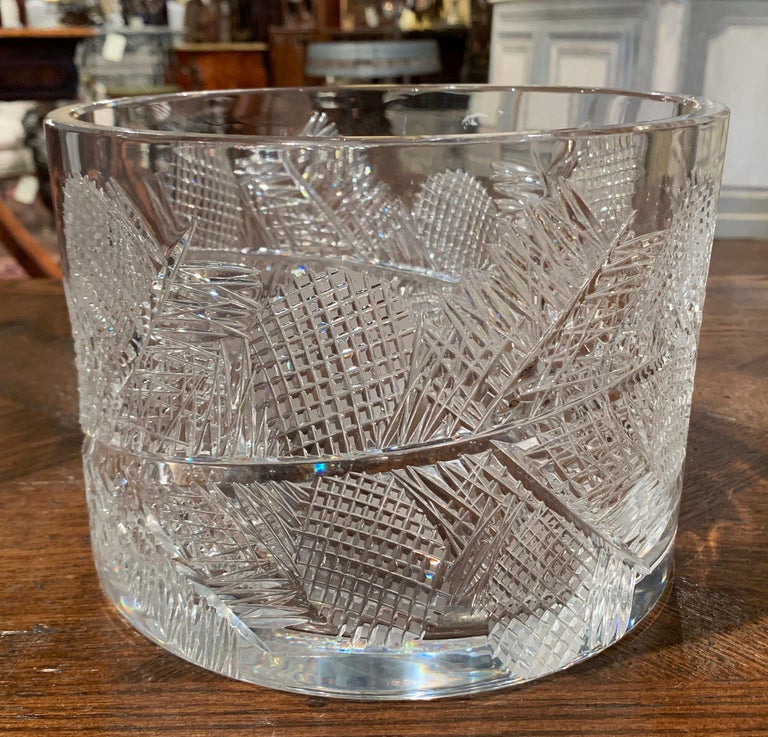 Vintage French Cut Crystal Ice Bucket with Foliage Decor at 1stDibs