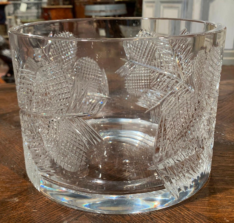 Vintage French Cut Crystal Ice Bucket with Foliage Decor at 1stDibs