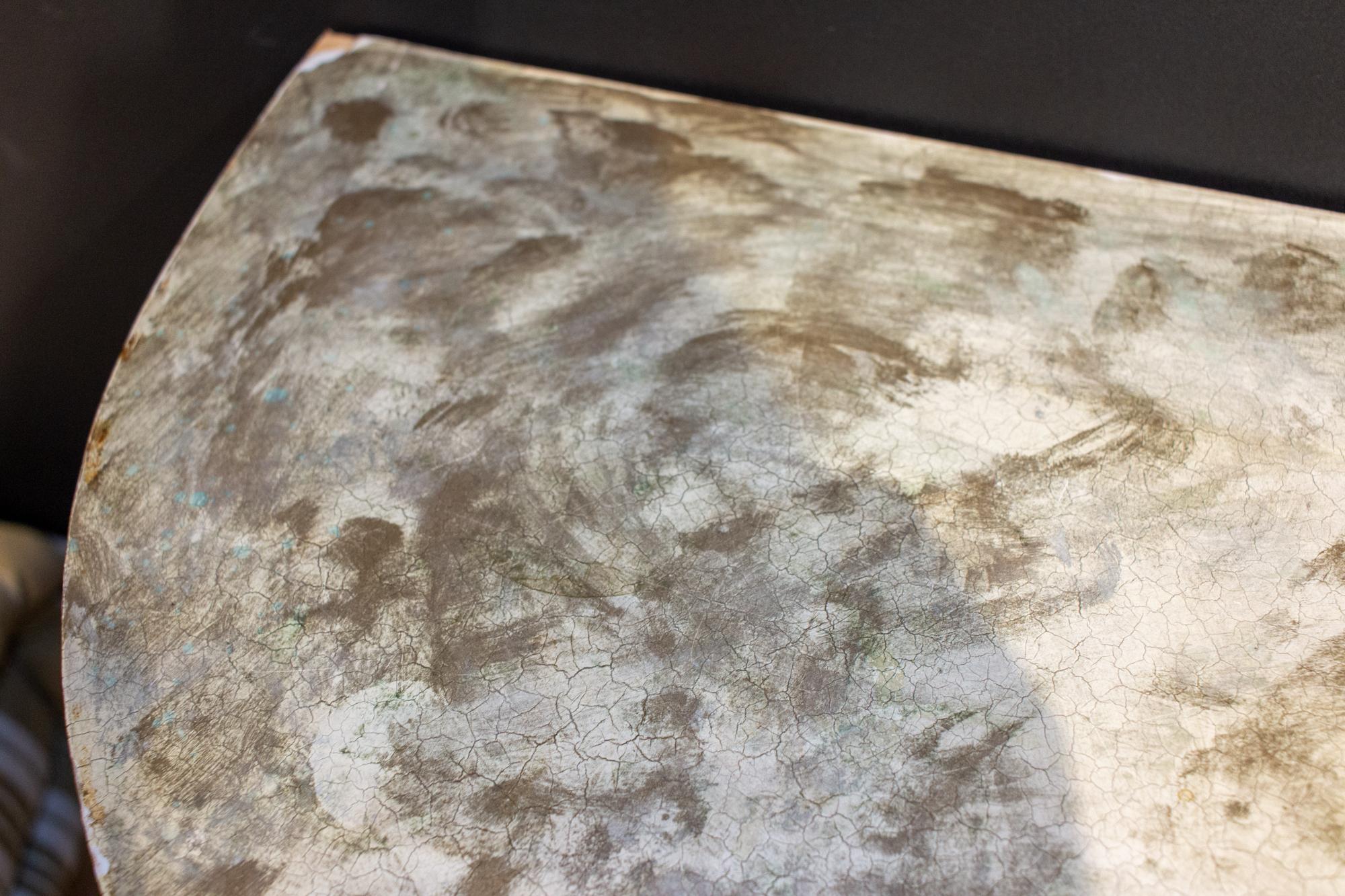 Vintage French Demilune Console with Drawer in Distressed Painted ...