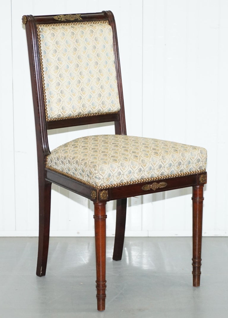 Vintage French Empire Mahogany Napoleon Style Dining Chairs Pair Ormolu ...