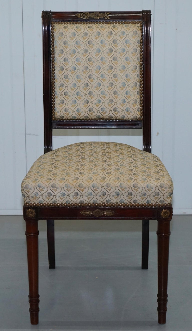 Vintage French Empire Mahogany Napoleon Style Dining Chairs Pair Ormolu ...