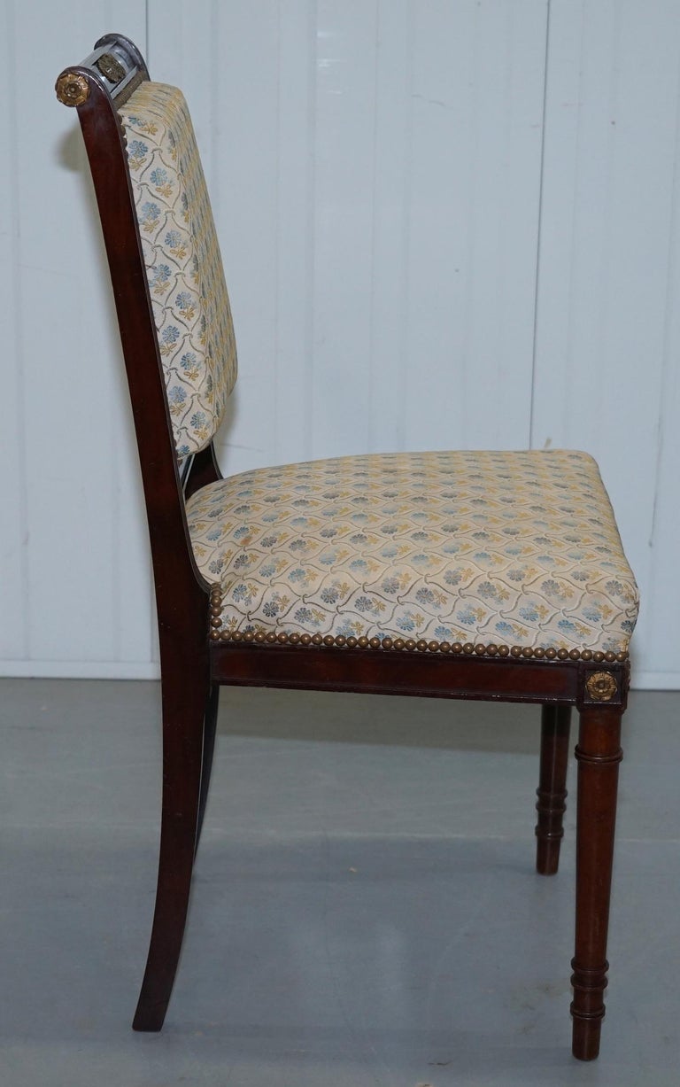 Vintage French Empire Mahogany Napoleon Style Dining Chairs Pair Ormolu ...