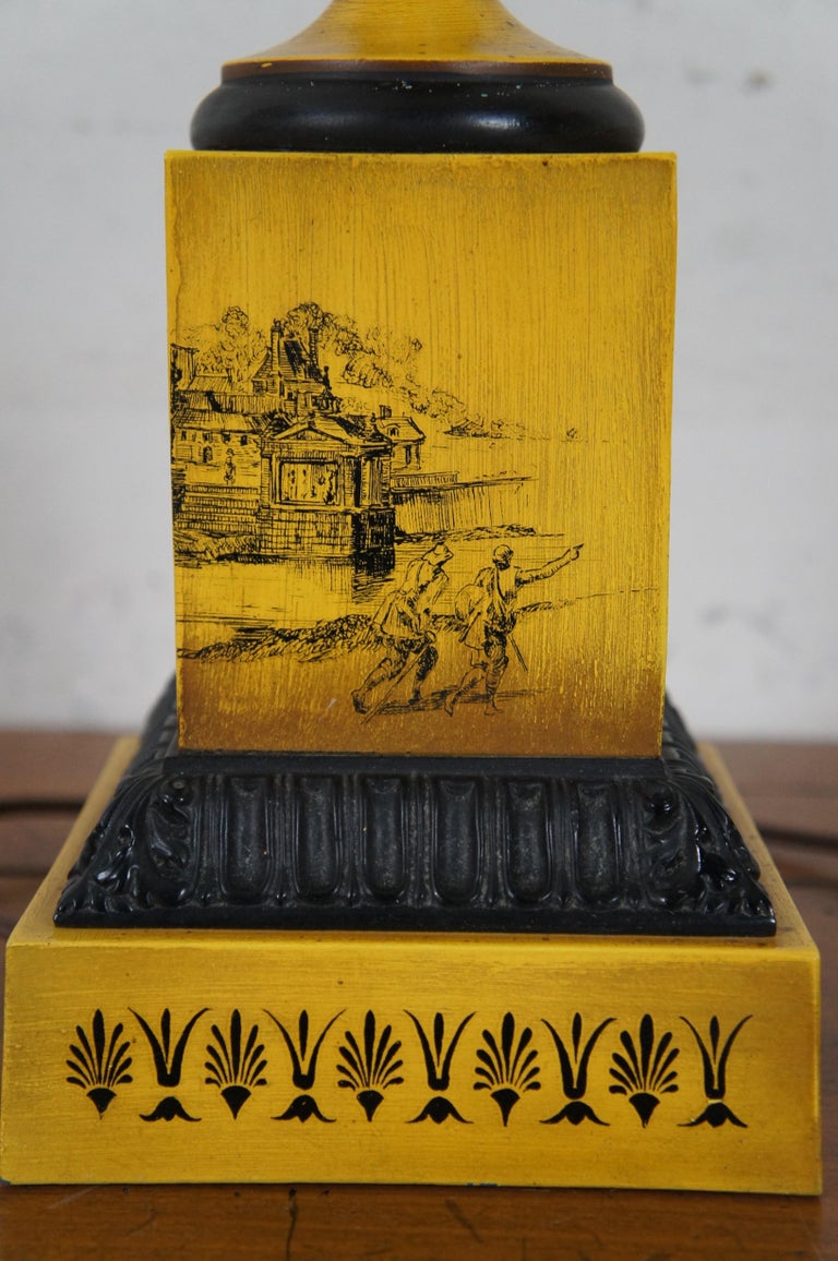 Vintage French Empire Neoclassical Tole Urn Lamp Yellow Toile Table ...