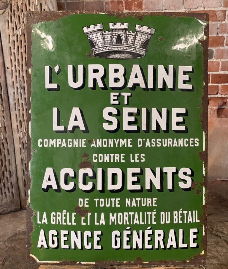 Vintage French Enamel Advertising Sign For Sale at 1stDibs