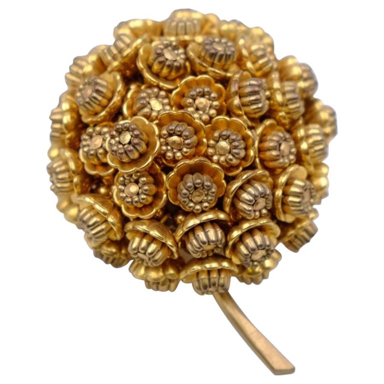 Vintage French Flower Brooch Trombone Clasp 1950s at 1stDibs