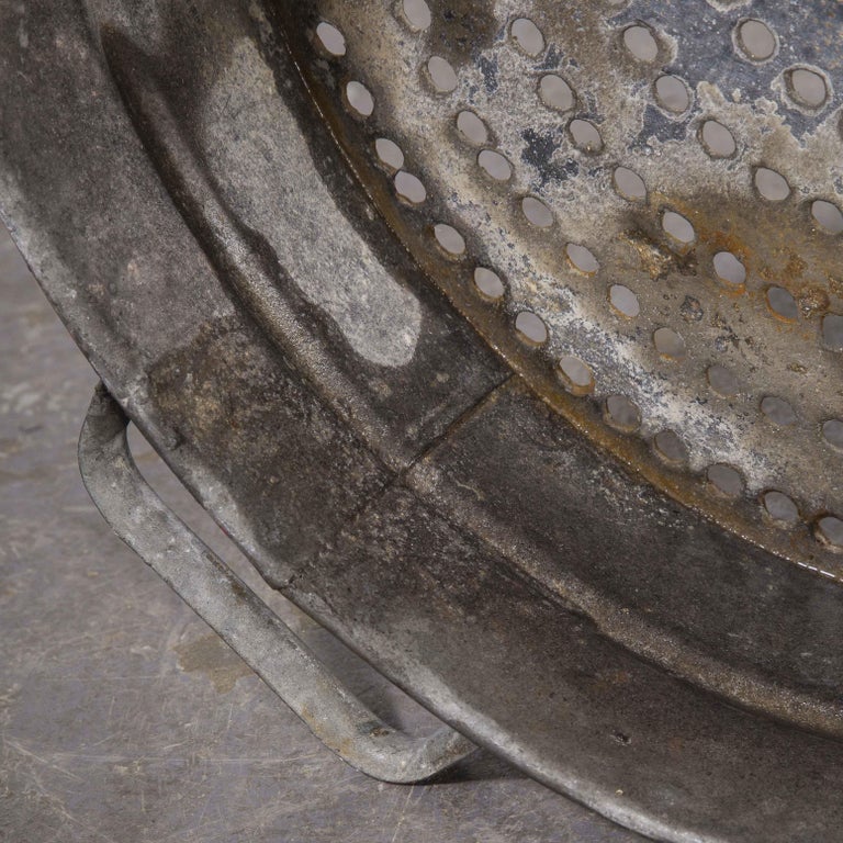 Vintage French Galvanised Round Sieve For Sale at 1stDibs