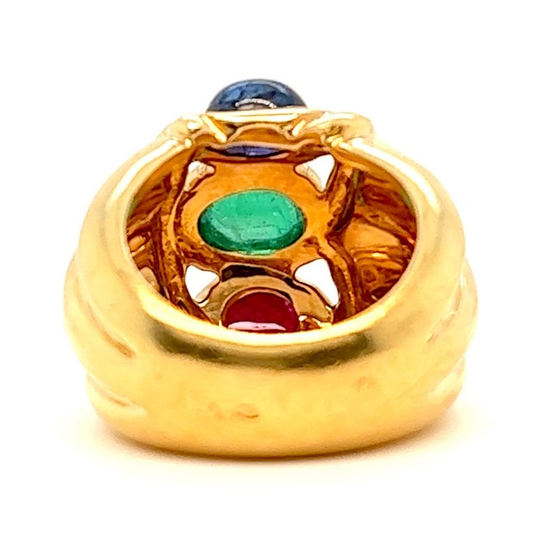Vintage French Gemstone 18 Karat Yellow Gold Statement Ring For Sale at ...