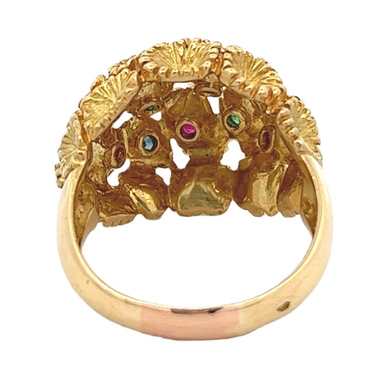 Vintage French Gemstone 18k Yellow Gold Bouquet Dome Ring For Sale at ...