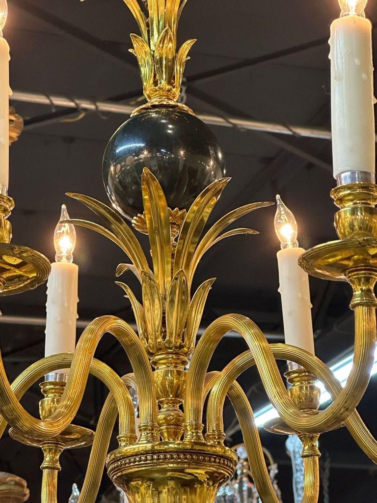 Vintage French Gilt Brass Classical Chandelier After Maison Jansen For ...