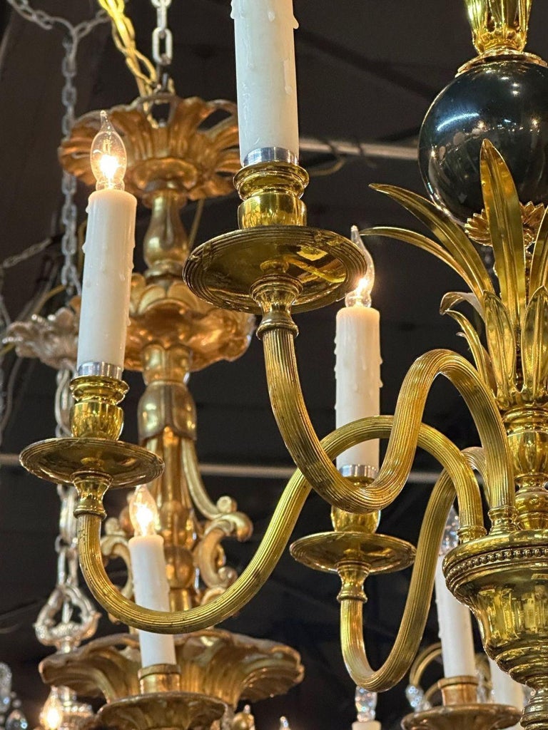 Vintage French Gilt Brass Classical Chandelier After Maison Jansen For ...