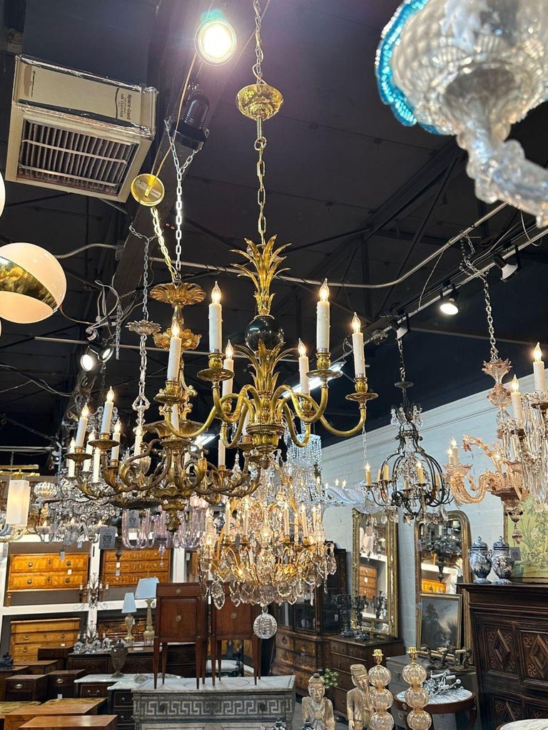 Vintage French Gilt Brass Classical Chandelier After Maison Jansen For ...