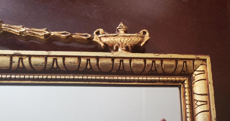 Vintage French Giltwood Urns and Laurel Swags Mirror For Sale at 1stDibs