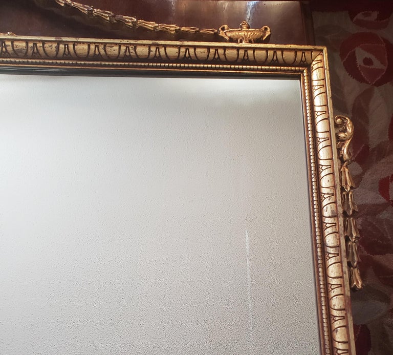 Vintage French Giltwood Urns and Laurel Swags Mirror For Sale at 1stDibs