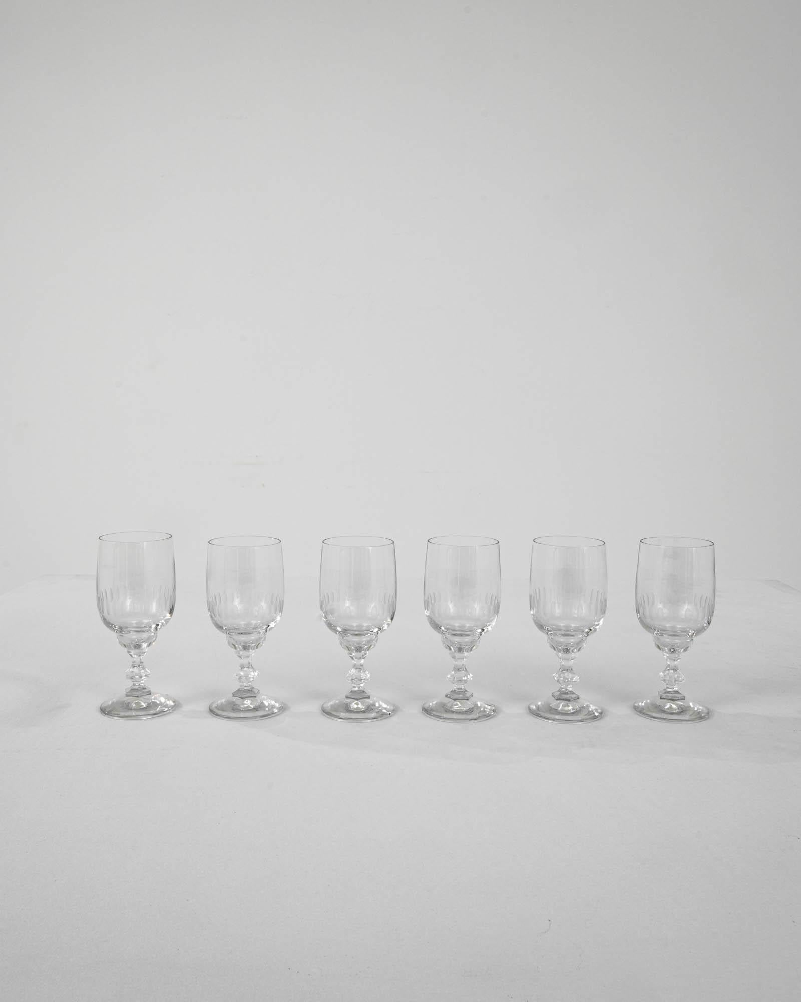 Vintage French Glassware, Set of Six For Sale at 1stDibs