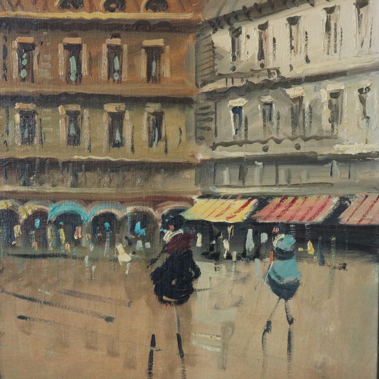 Vintage French Impressionist Paris Street Scene Oil on Canvas Signed ...