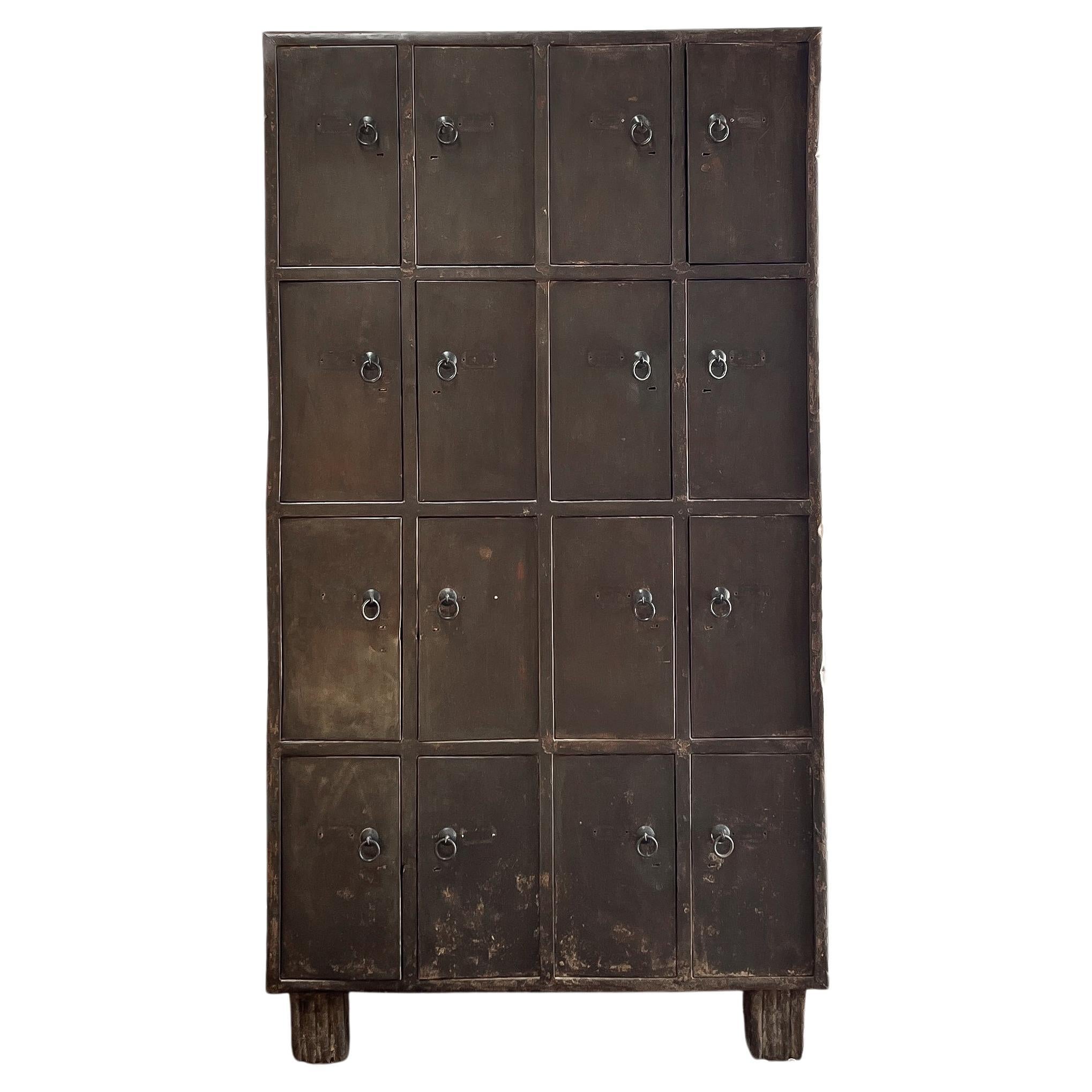 Vintage French Industrial 16 Door Locker For Sale at 1stDibs
