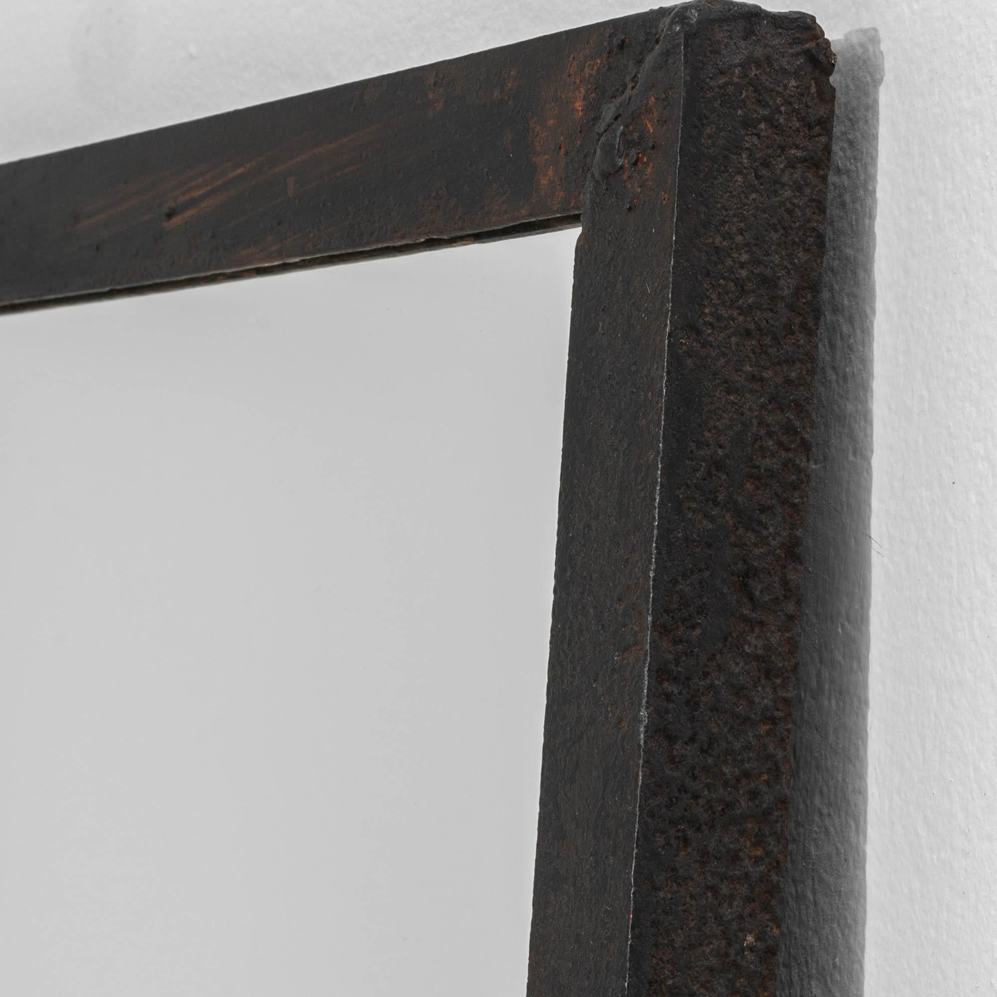 Vintage French Iron Grid Mirror For Sale at 1stDibs