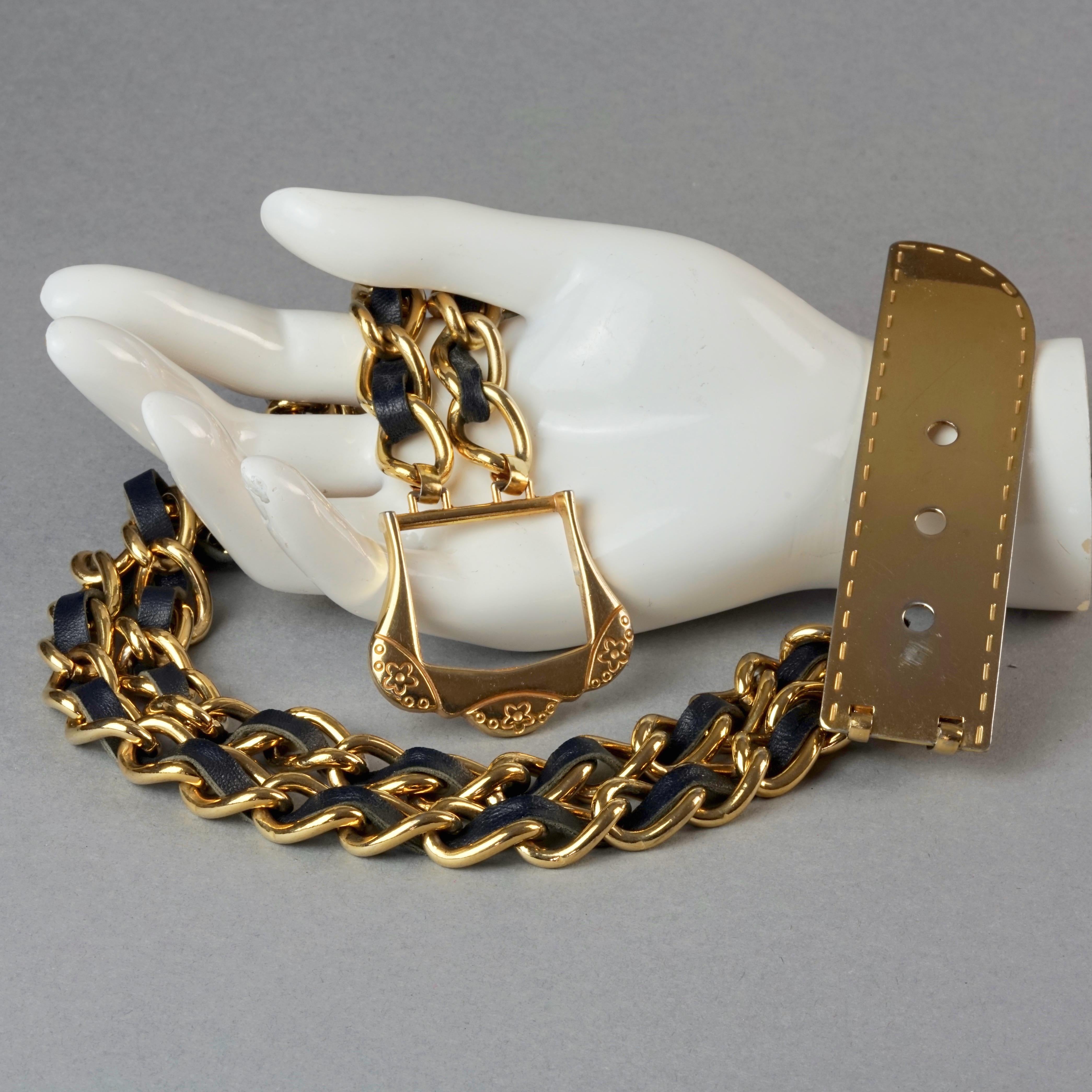 Vintage French Leather Chain Swag Buckle Belt For Sale at 1stDibs ...