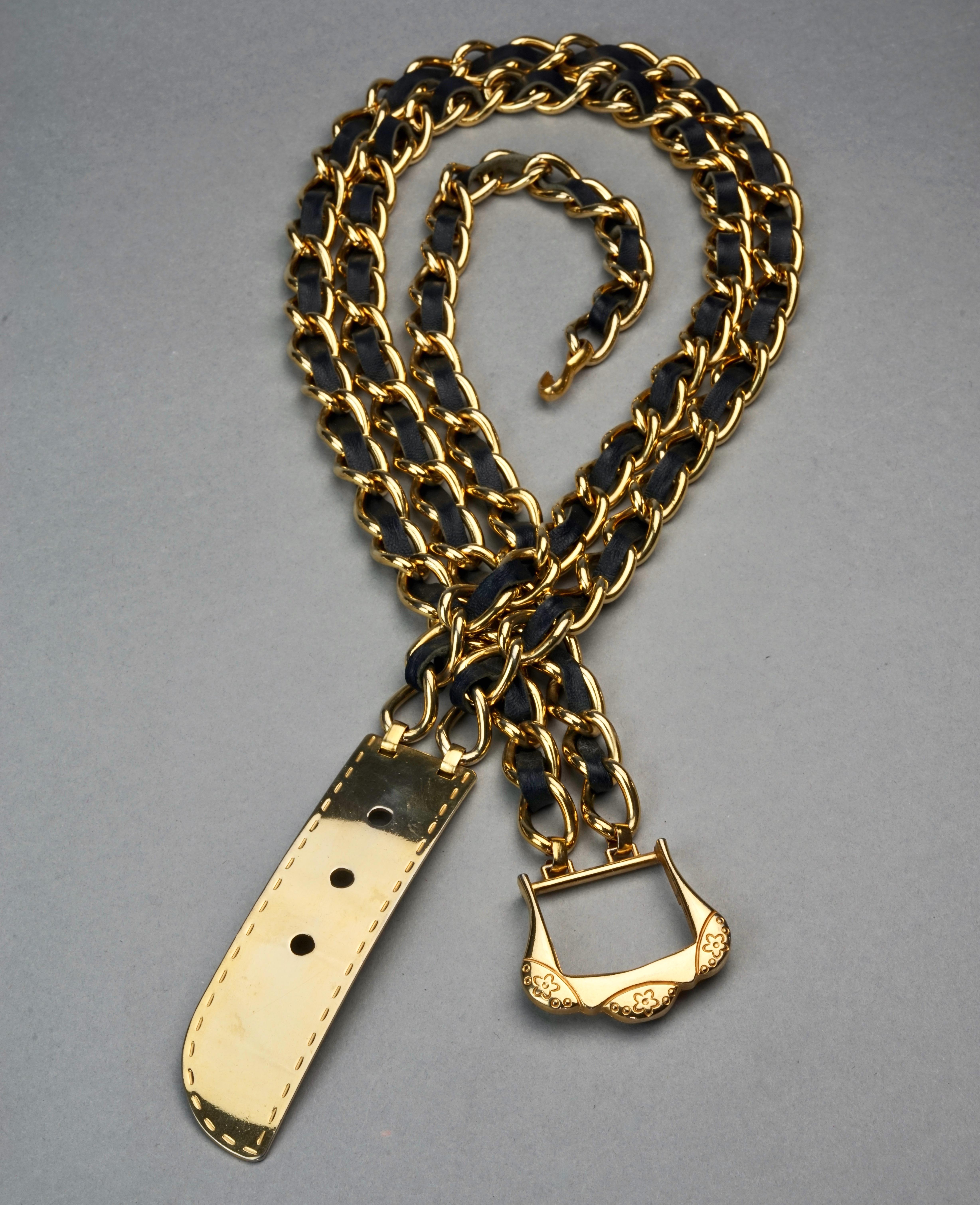 Vintage French Leather Chain Swag Buckle Belt For Sale at 1stDibs ...