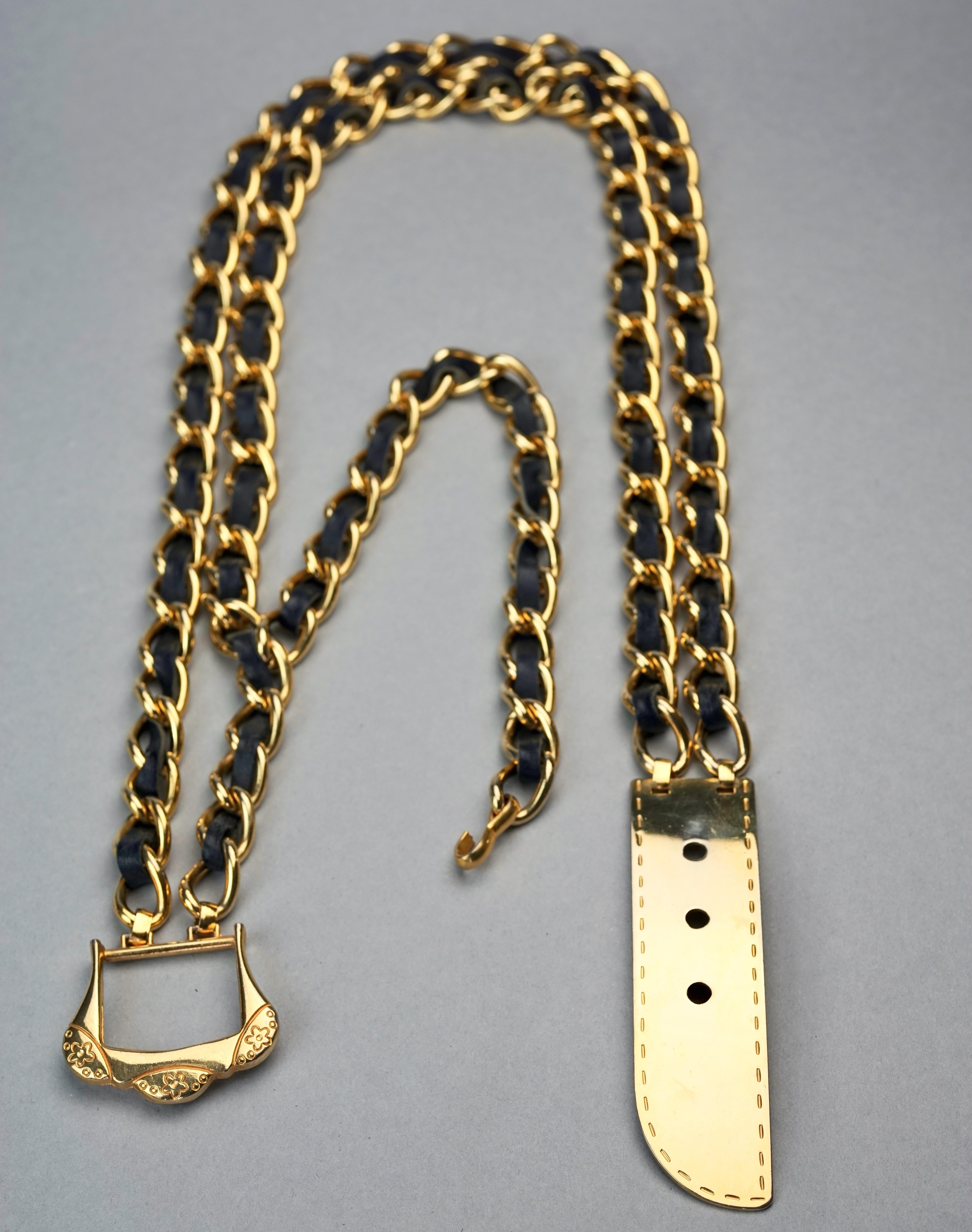Vintage French Leather Chain Swag Buckle Belt For Sale at 1stDibs ...