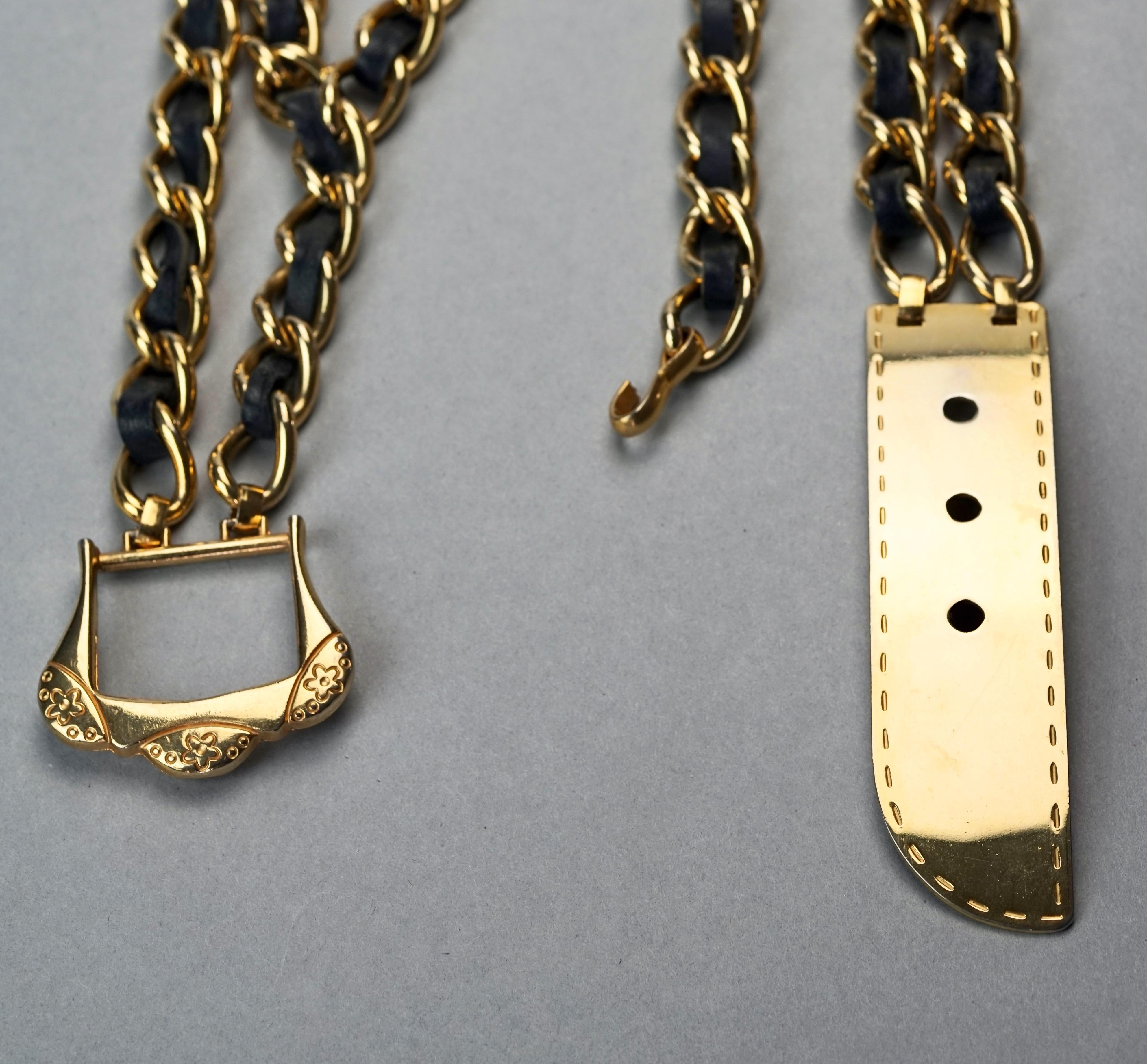 Vintage French Leather Chain Swag Buckle Belt For Sale at 1stDibs ...