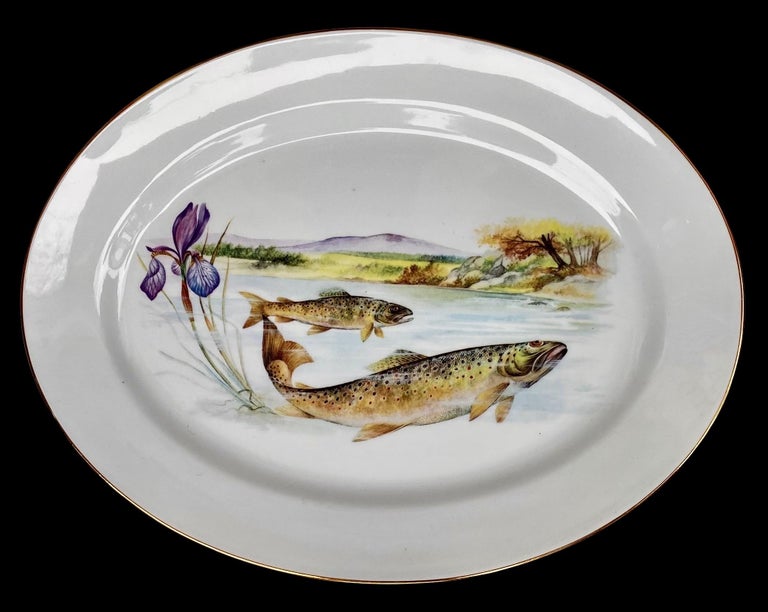 Vintage French Limoges Porcelain Fish Set For Sale at 1stDibs