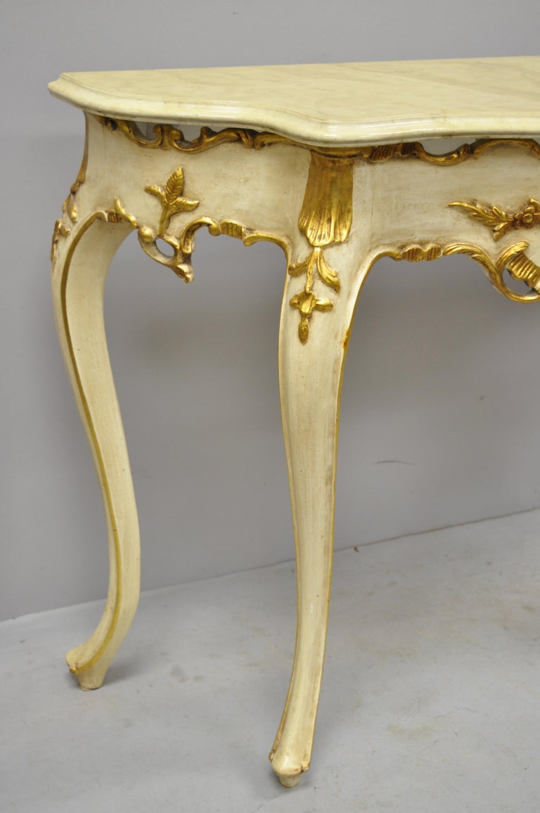 Vintage French Louis XV Rococo Style Cream and Gold Gilt Console Hall ...