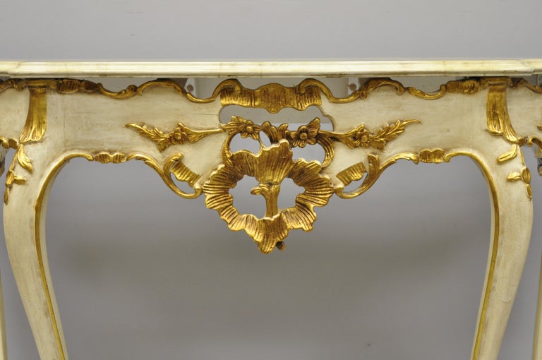 Vintage French Louis XV Rococo Style Cream and Gold Gilt Console Hall ...