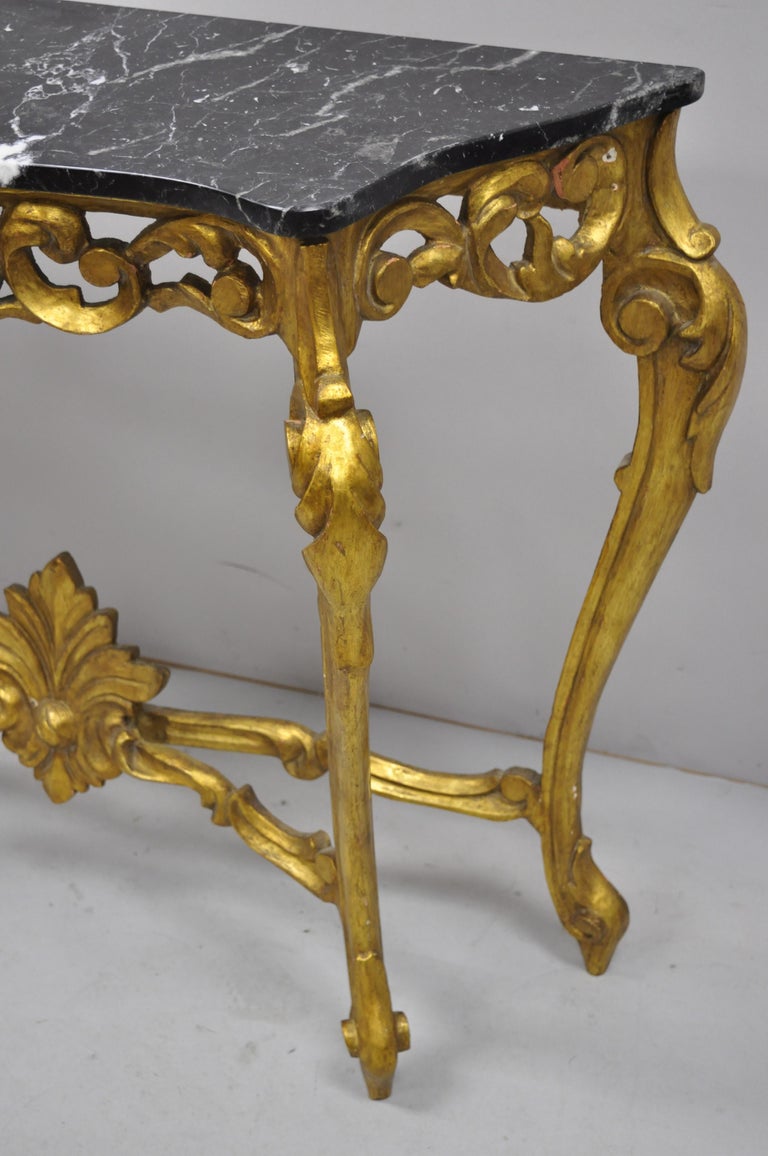 Vintage French Louis XV Rococo Style Marble-Top Gold Console Table at ...