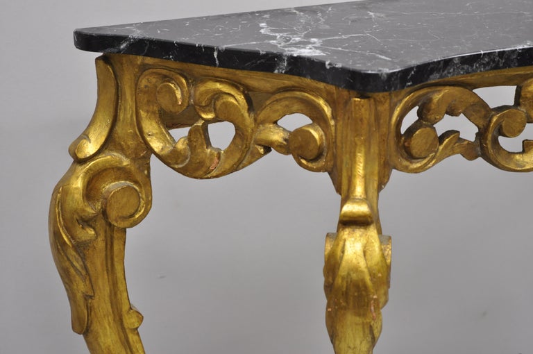 Vintage French Louis XV Rococo Style Marble-Top Gold Console Table at ...