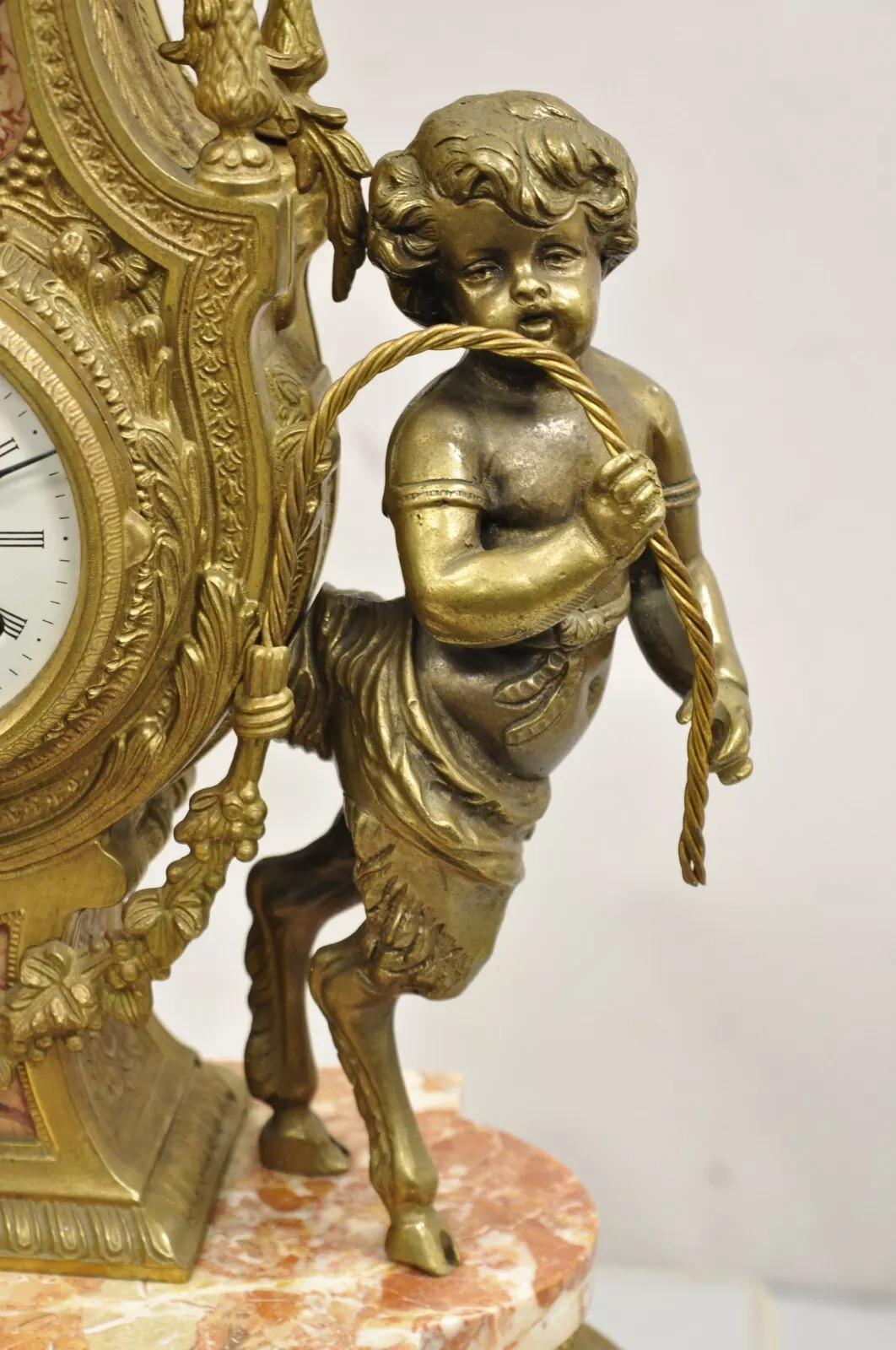 Vintage French Louis XV Style Brevetatto Italy Brass Marble Figural ...