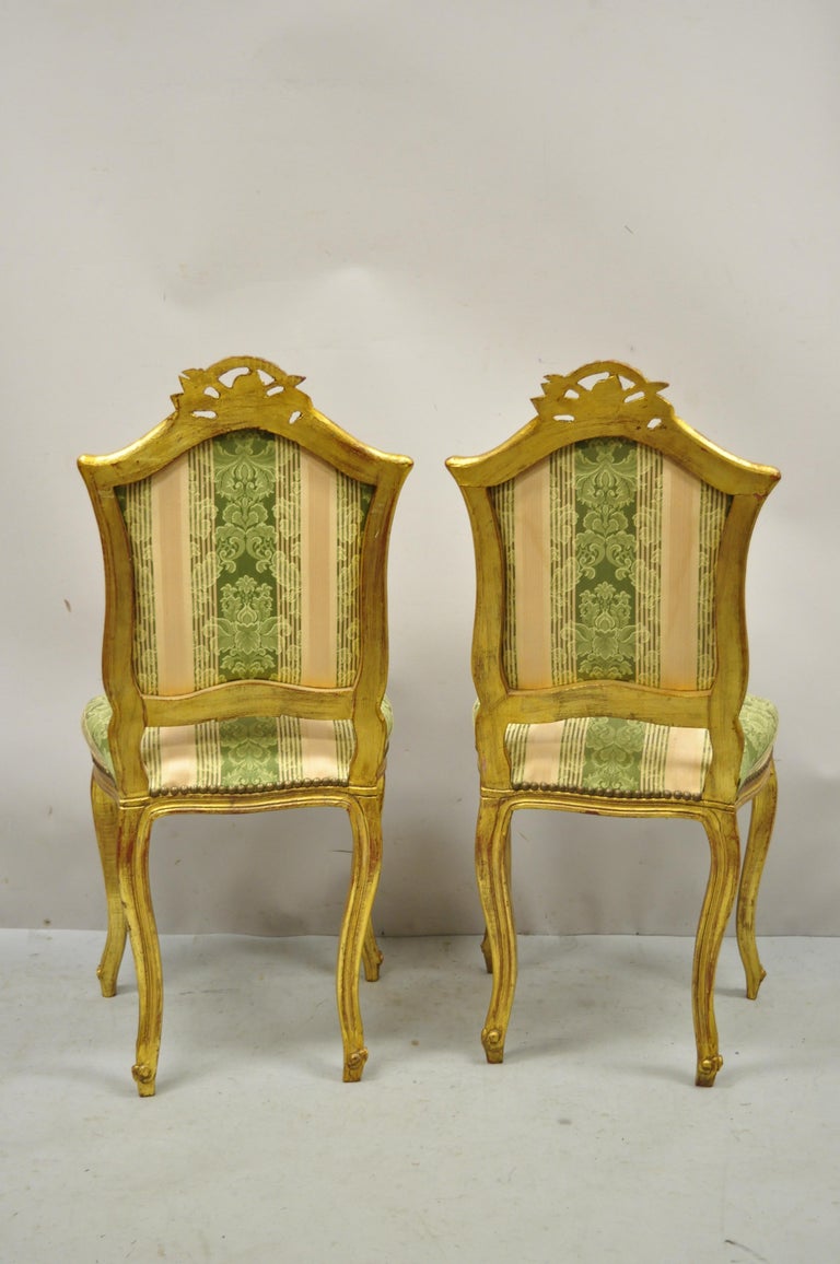 Vintage French Louis XV Style Gold Giltwood Carved Boudoir Side Chairs ...