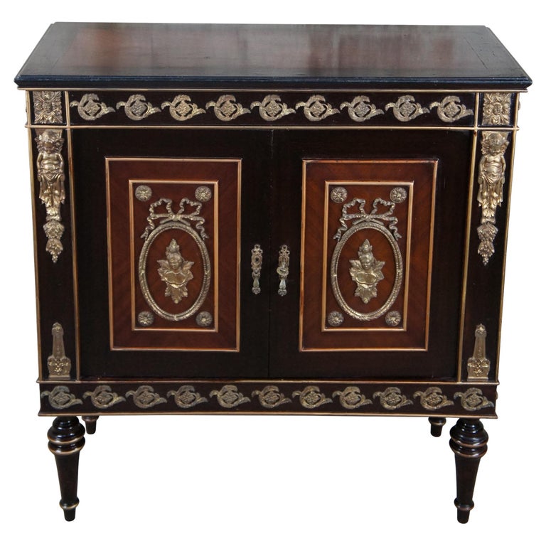 Vieille commode de bar-serveur française Louis XVI en acajou ébénisé ...