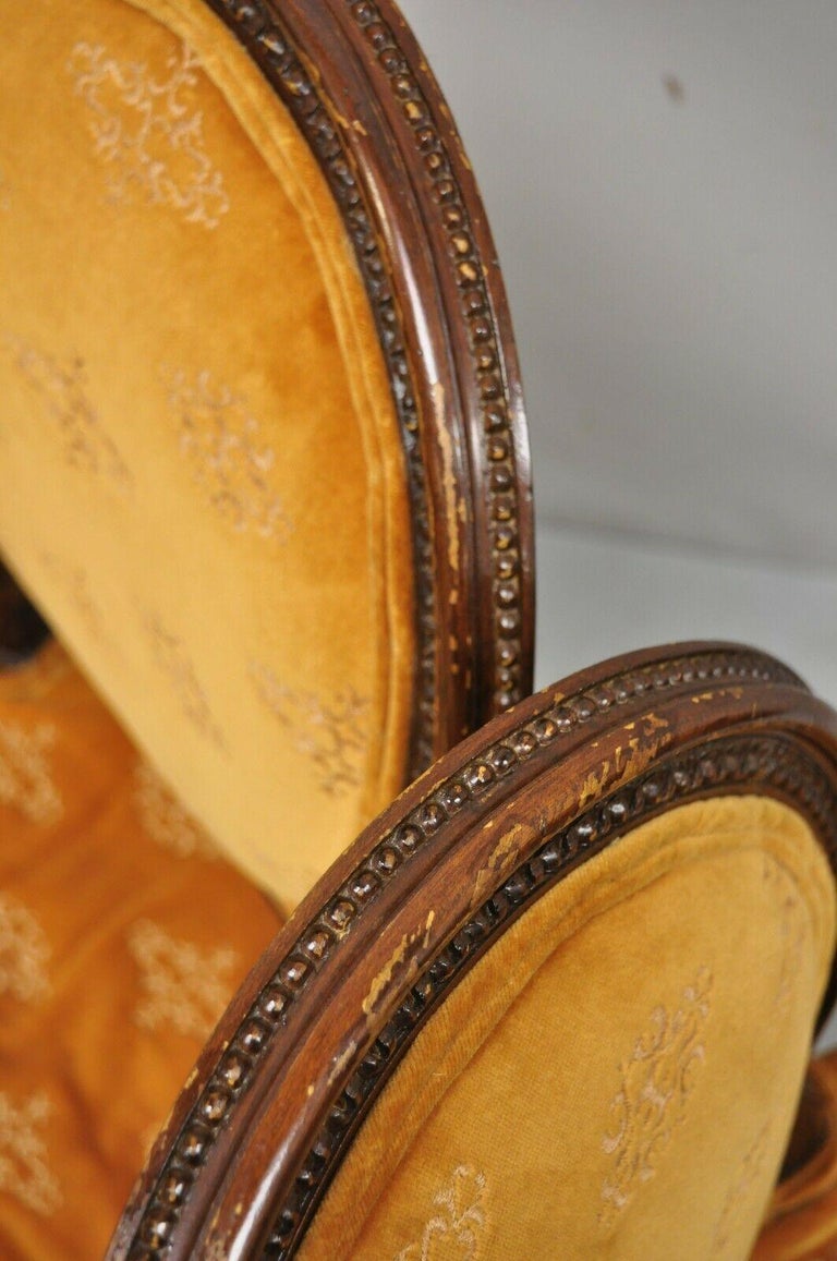 Vintage French Louis XVI Style Carved Wood Oval Back Dining Side Chairs ...
