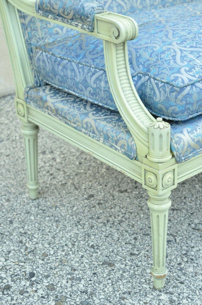 Vintage French Louis XVI Style Hollywood Regency Green Blue Settee ...