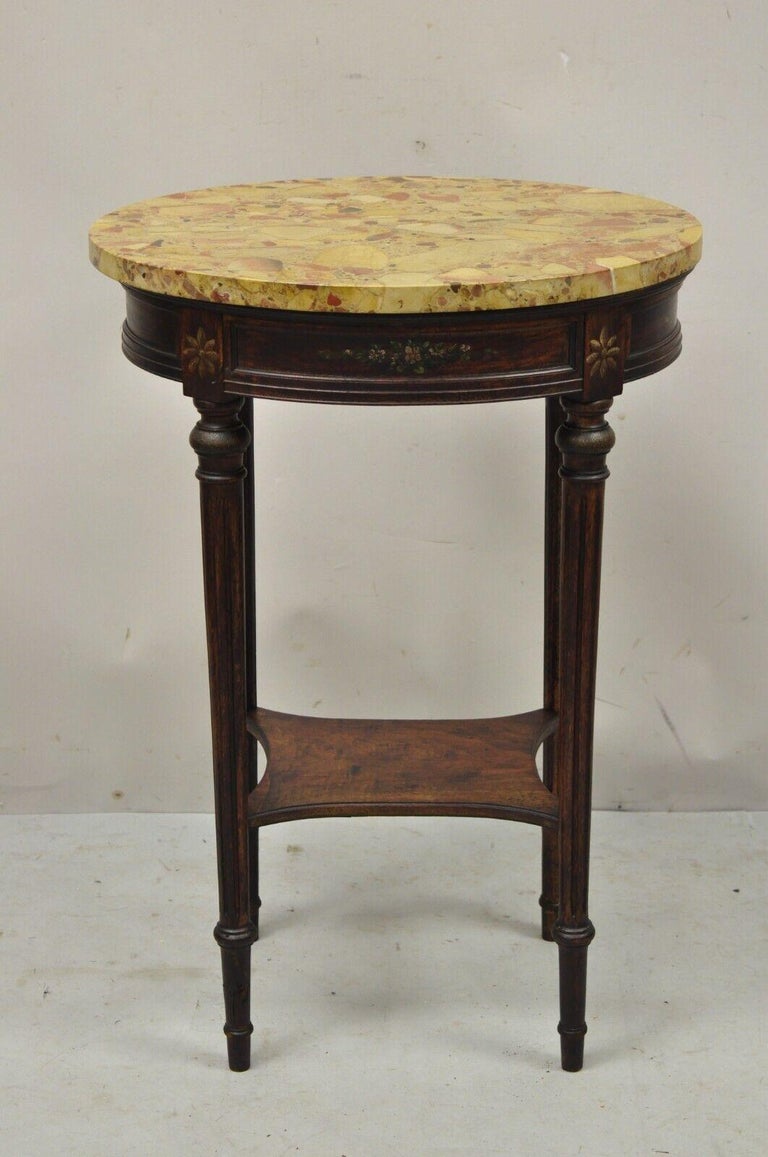 Vintage French Louis XVI Style Victorian Oval Marble Top Accent Side ...
