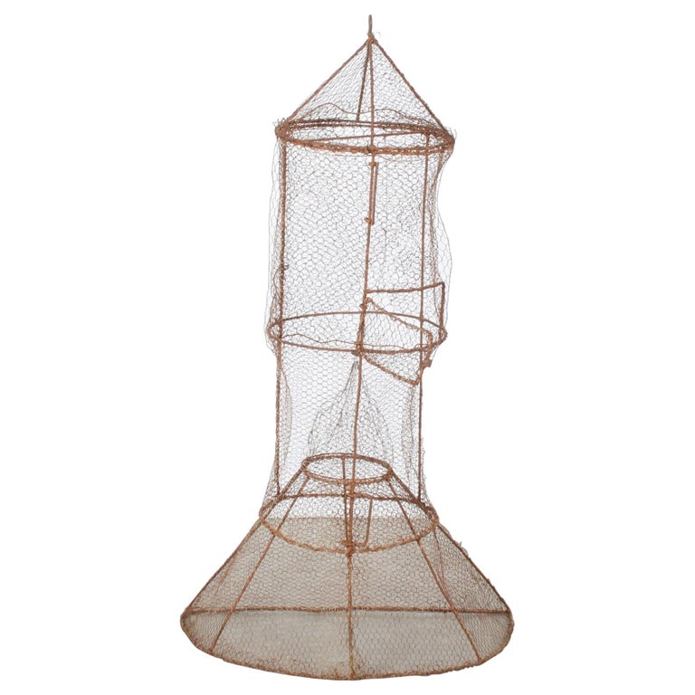 Vintage French Metal Fish Trap For Sale at 1stDibs