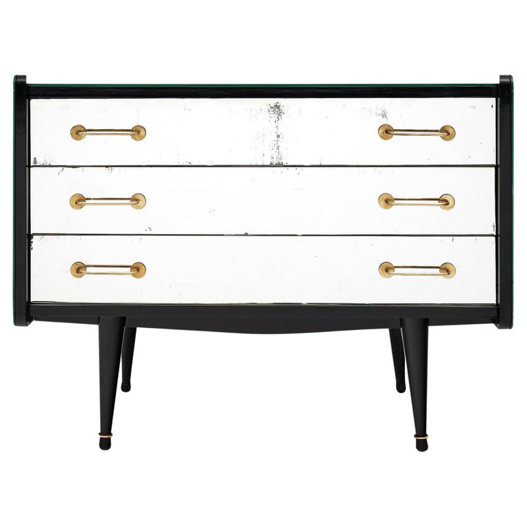 Vintage French Mirrored Chest For Sale at 1stDibs