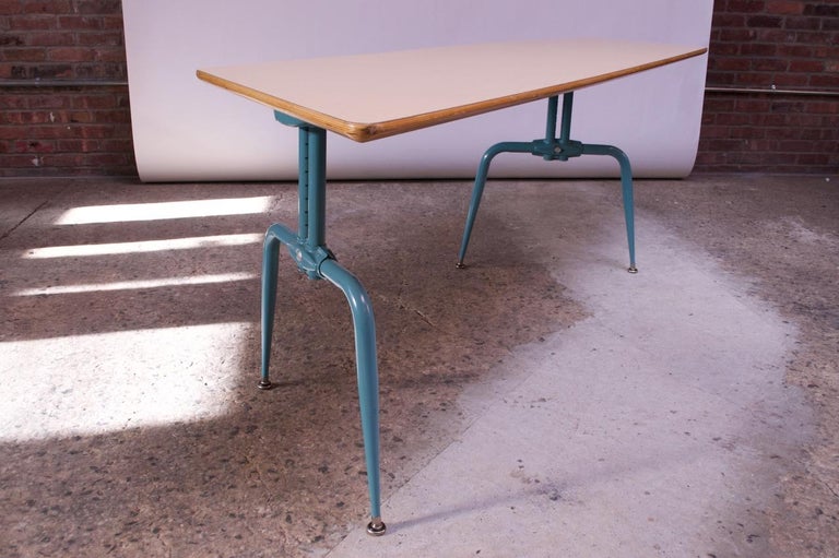 Vintage French Modern Laminated Plywood and Steel Adjustable Writing ...