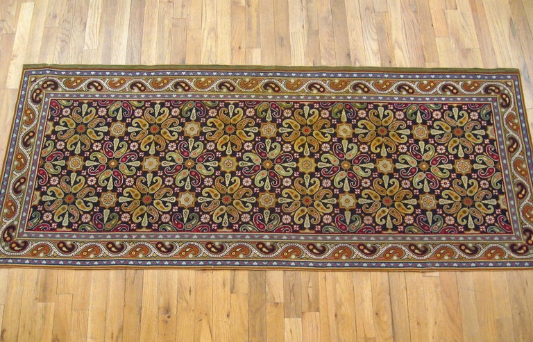 Vintage French Needlepoint Rug, in Small Size, W/ Paisley design For ...
