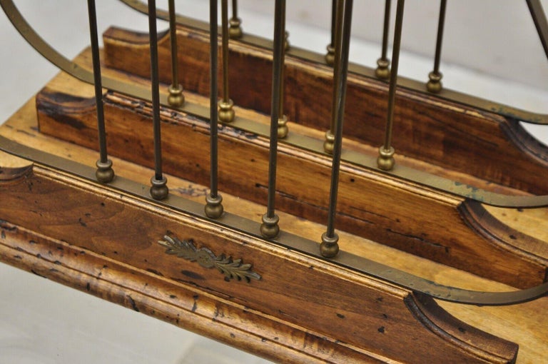 Vintage French Neoclassical Style Italian Brass Lyre Harp Magazine Rack ...