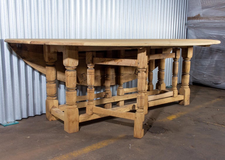 Vintage French Oak Gate Leg Drop-Leaf Table at 1stDibs