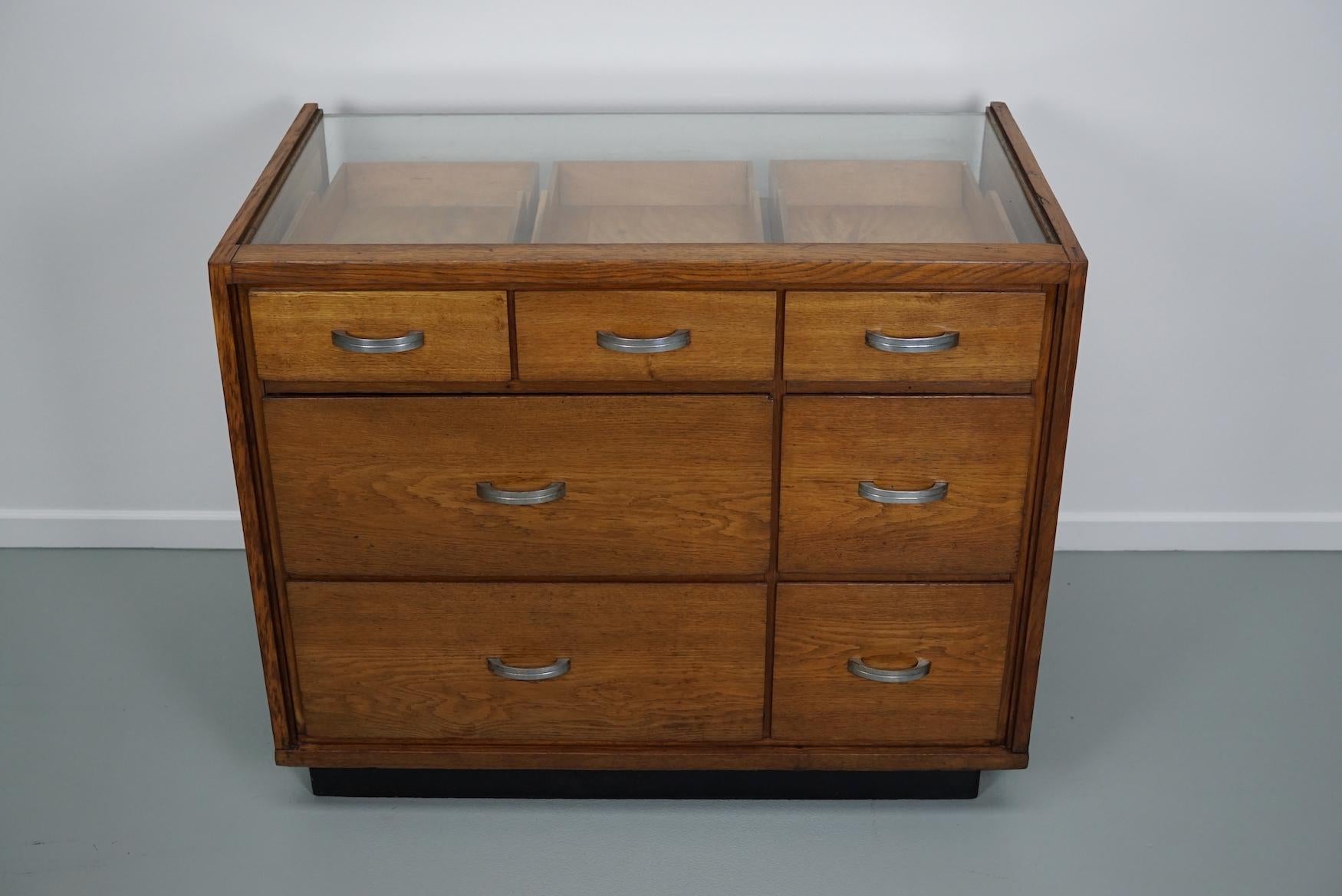 Vintage French Oak Haberdashery Cabinet or Shop Counter, 1950s at 1stDibs