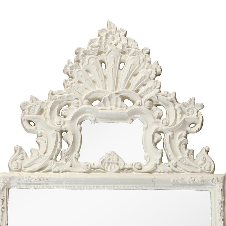 Vintage French Painted Rococo Mirror For Sale at 1stDibs