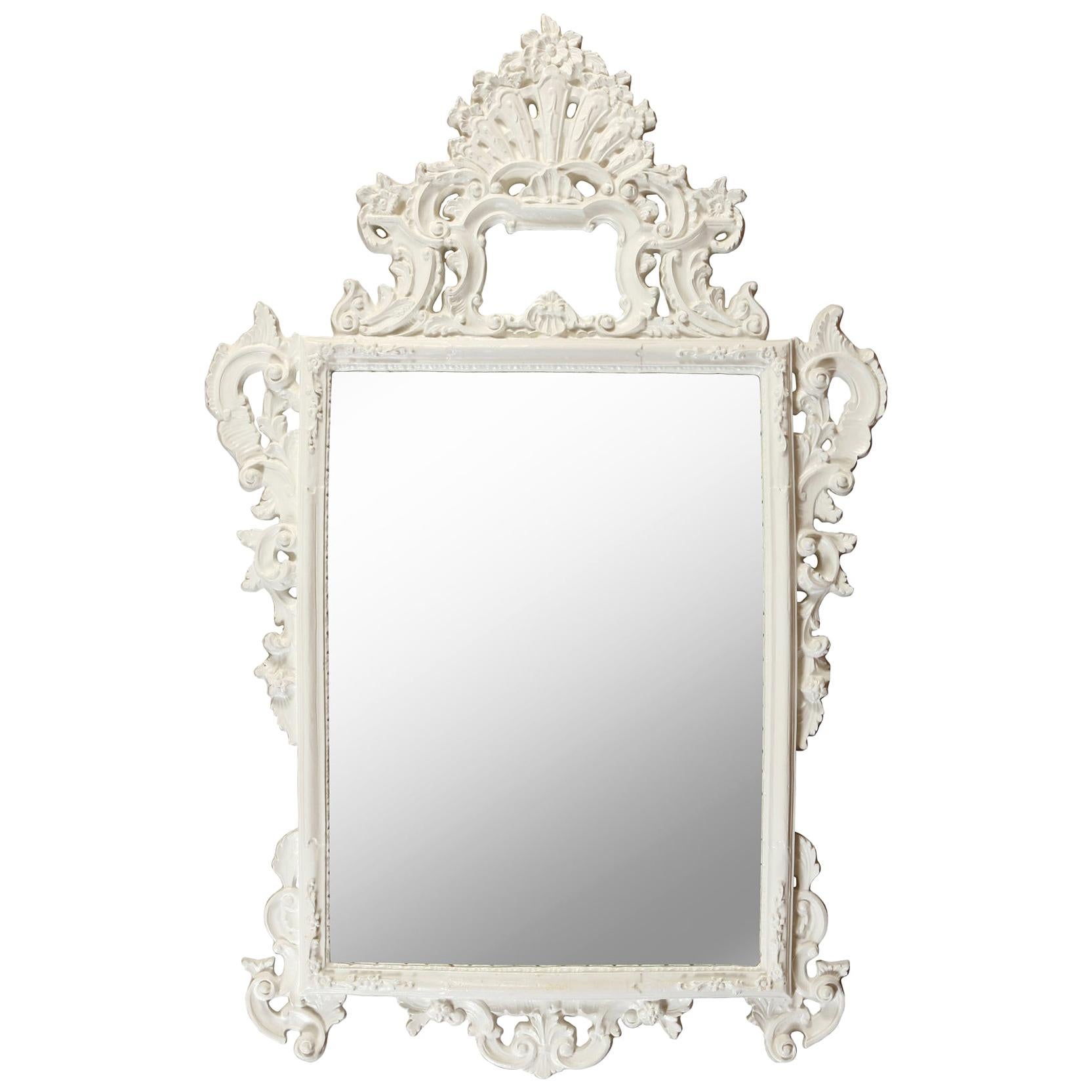 Vintage French Painted Rococo Mirror at 1stDibs
